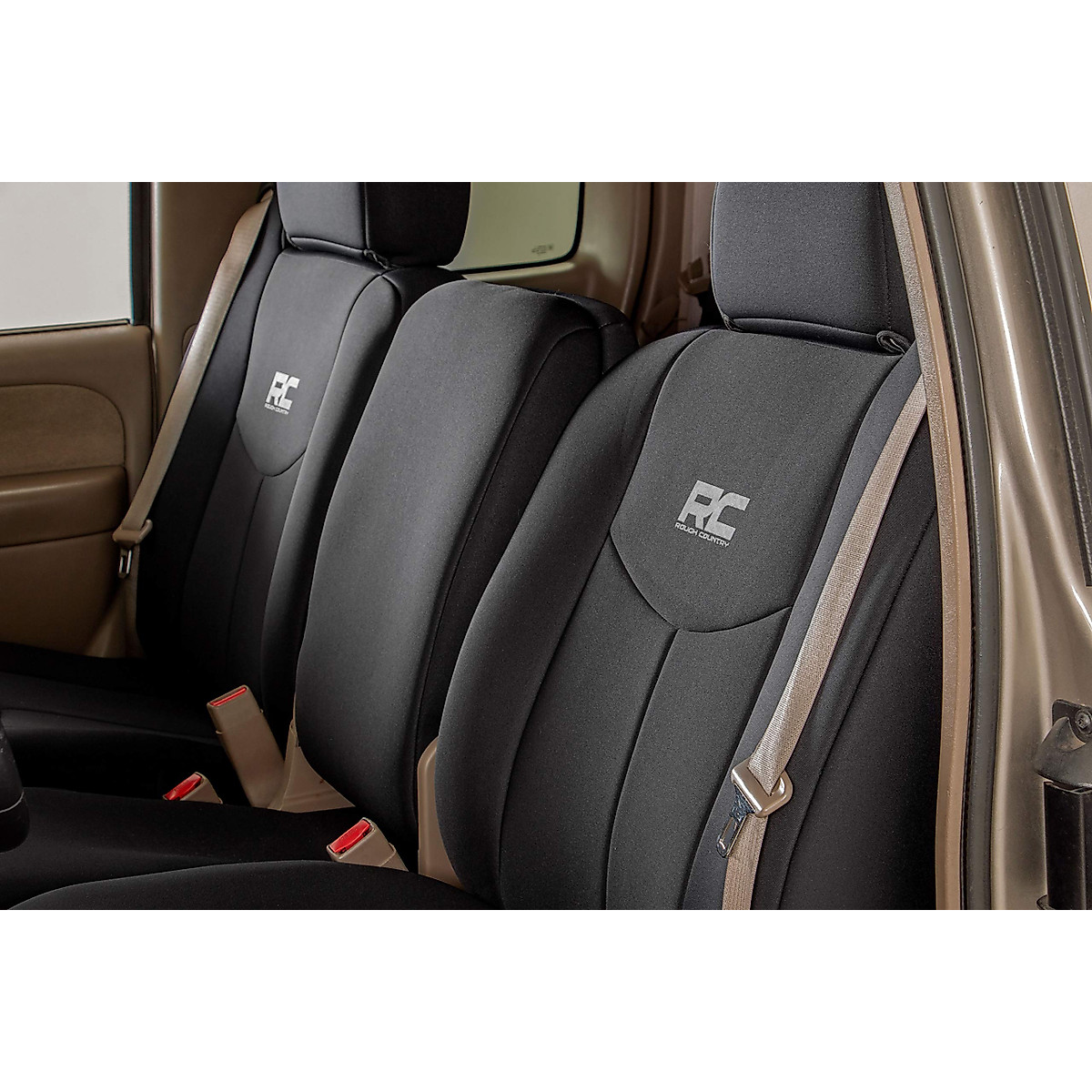 Rough Country Front Neoprene Seat Covers for Chevy/GMC 1500 (1999-2006) - UV & Water Resistant Silverado Seat Covers, Foam Padded Seat Covers for Trucks - Front Truck Seat Covers