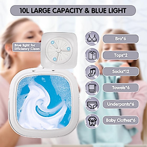 Mini Portable Washing Machine,10L Collapsible Travel Washing Machine, Portable Mini Washer Machine, Portable Mini Washing Machine with Spin, Portable Washer and Dryer Combo for Apartments. (Grey)