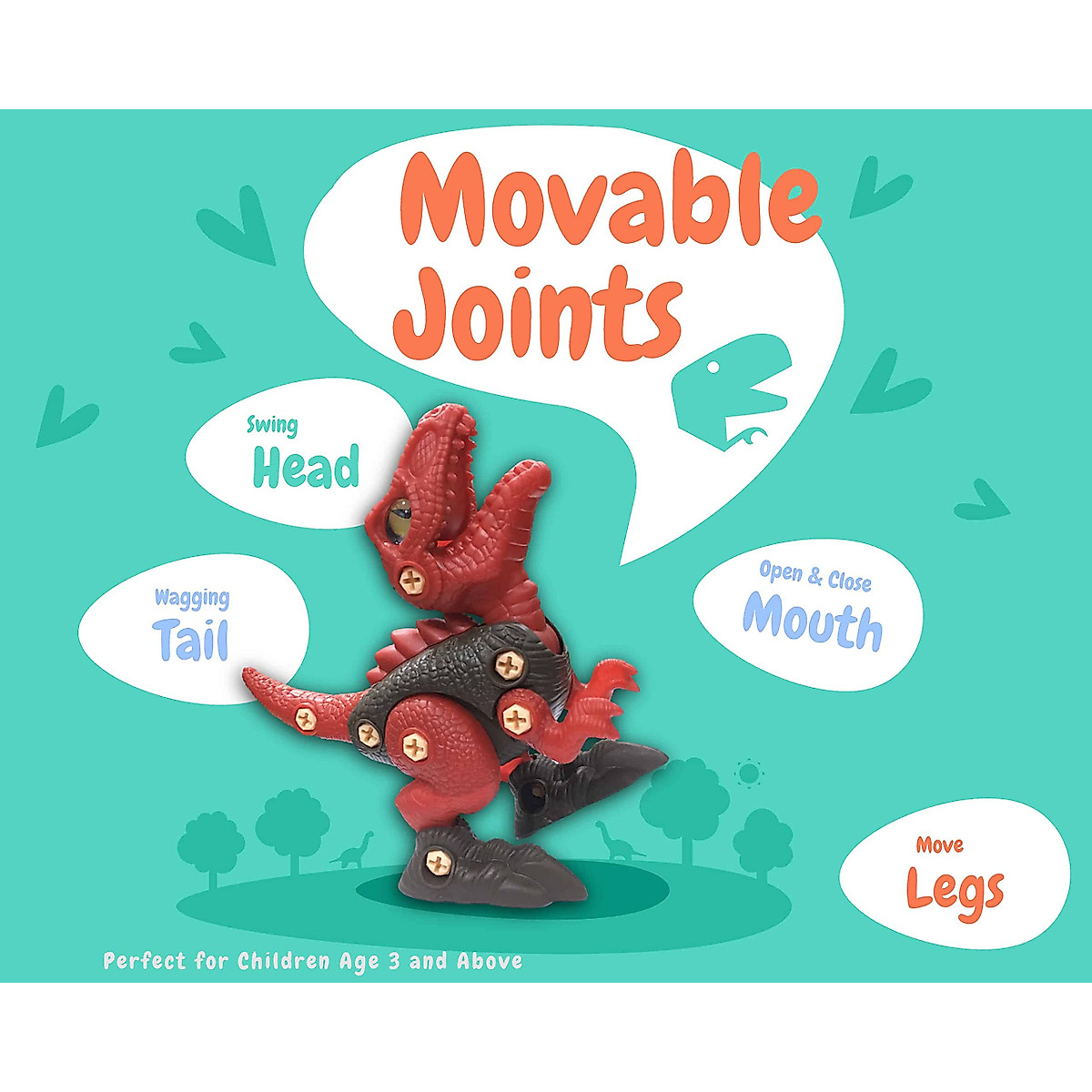 Pop A Giggle Take Apart Dinosaur Toys for Kids 3-5, Dino Toy with Electric Drill for 3 4 5 6 7-Year-Old Boys, Stem Educational Learning Building T-Rex Dino for Birthday Gifts