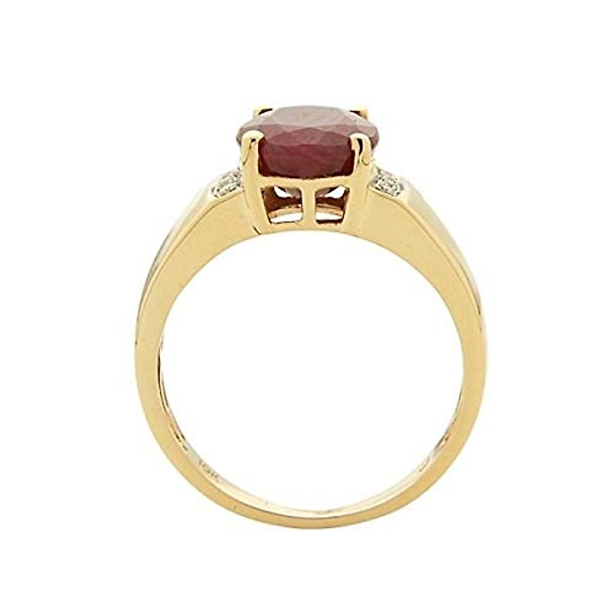 Gin & Grace 10K Yellow Gold 3Ct Genuine Opaque Ruby Ring with Diamonds for Women | Ethically, authentically & organically sourced (Oval) Shaped Ruby Hand-Crafted Jewelry for her | Ruby Ring for Women