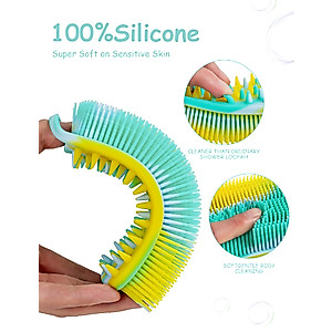 Silicone Exfoliating Body Scrubber Loofah Silicone Scalp Massager Shampoo Brush Soft Body Scrubbers for Use in Shower Lathers Well Easy to Clean 2 in 1 BSROLUNA (1 Pack Camouflage Green)