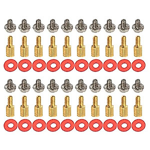 Connectors Y8AD (20x Screw+20x Motherboard Riser +20x Washer) 6.5mm 6-32-M3 Computer Golden Motherboard Riser+Screws + Red Washers - (Color: A)