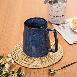 Tsreinh Extra Large Ceramic Coffee Mug,24 Oz,Oversized Tea Cup for Home and Office,With Big Handle,Dishwasher and Microwave Safe (24 Oz Blue)