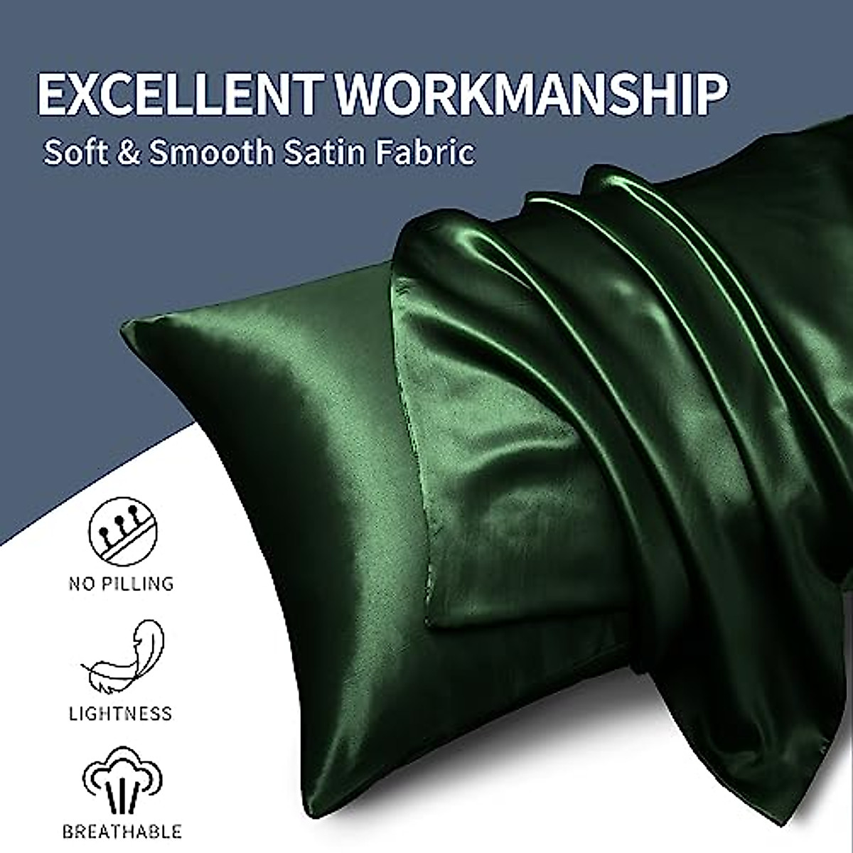 Horbaunal 5 Pieces Satin Duvet Cover Set King Size Emerald Green Duvet Cover with Corner Ties & Zipper Closure, Luxury & Silky Bedding Set, 1 Duvet Cover and 4 Pillowcases (No Comforter)