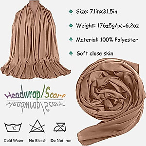 ZRQ 5 Pieces Headwraps for Women Stretch Jersey Turbans Scarf Soft Urban Hijab Solid Color Multicolor Combination African Headwear Fashion Headband (Black,Camel,Bright Burgundy,White,Dark Grey)