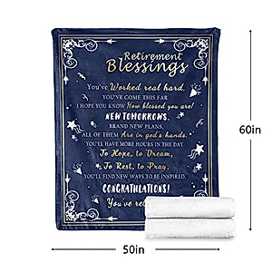 Retirement Gifts for Women Men 2023,Happy Retirement Appreciation Gift for Mom Boss Coworkers,Retire Party Gifts for Friends,Grandma,Teachers,Nurses Retired Gifts for Men Women Throw Blankets 60"x 50"