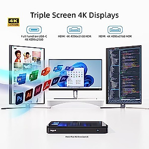 MeLE Overclock3C Mini PC Windows 11 Pro Micro PC Celeron N5095(4C/4T, up to 2.9Ghz, TDP 15W) 16GB DDR4 512GB ROM Small Desktop Computer with 2 X HDMI 4K@60Hz, USB-C, WiFi 6, BT5.2, VESA Mount