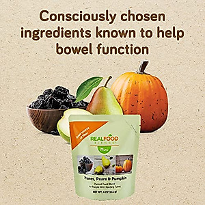 Real Food Blends Mini - Prunes, Pears & Pumpkin - Pureed Blended Snack for Feeding Tubes, 4 Oz Pouch (Pack of 12 Pouches)