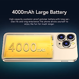 Vbestlife 6.1in Unlocked Smartphone 3G Cell Phone for Android, 6.1in HD Screen Dual Card Dual Standby Mobile Phone, 4000mAh Large Battery, Three Card Slots, Face Unlock(Gold)