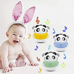 Conzy Roly Poly Tumbler Panda, Baby Tummy Time Toy, Cute Musical Toy Gift for Infant Boy Girl 36 Months and Up, Cute Desk Toys for Office for Adults