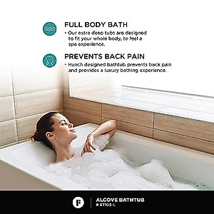 Fine Fixtures Tile-In White Soaking Bathtub, Built in tile flange Fiberglass Acrylic Material (66" x 32" x 19" Left)