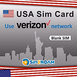 USA Verizon Blank SIM Card | High Speed Data/Domestic US Calls/International Calls/Texts | 28 Day Plan | Refillable!