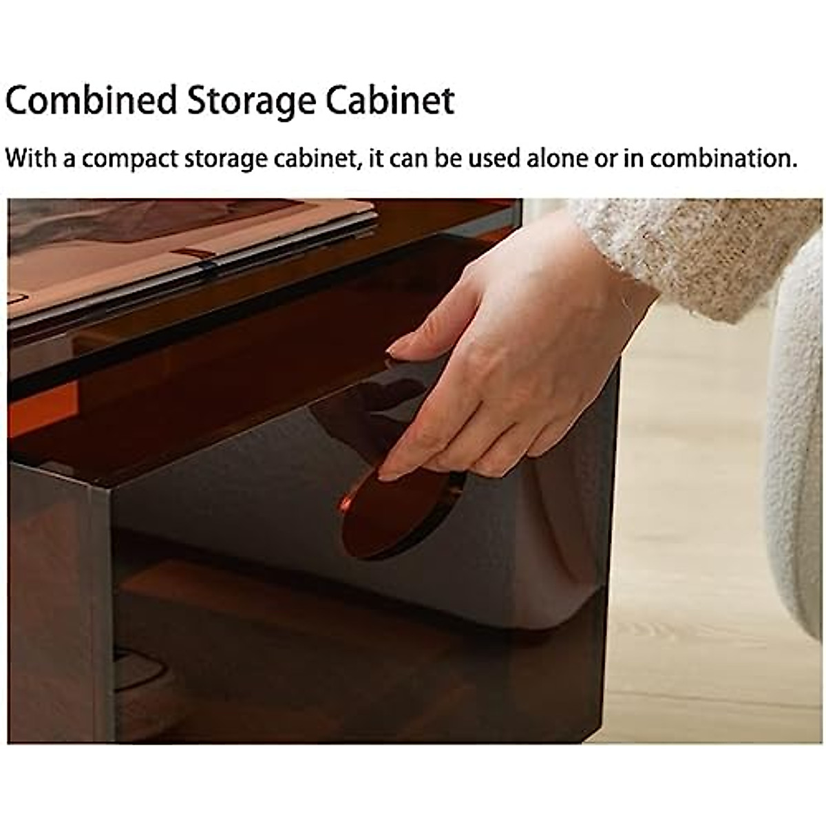 BKEKM Nightstands Nightstand Acrylic U-Shaped End Table with Storage Layer Bedside Table Nordic Bedside Dresse Transparent Bedside Cabinet Well Made