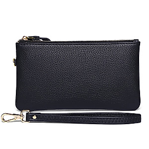 GOIACII Women's Wristlet Clutch Slim Leather Wallet RFID Blocking Handbag