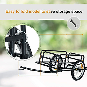 Newest Model Cargo Trailer Bike Basket Storage Travel Luggage Walking Camping Wanderer Cart Carrier 2 Wheel, Shopping Rack Bicycle Rear