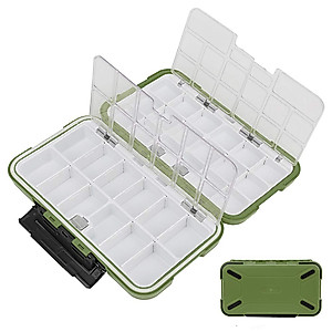 BORDSTRACT Fishing Tackle Box, Waterproof Plastic Fishing Accessory Storage Organizer, Small Tackle Container for Lures, Jigs, Hooks, Sinkers(Green)