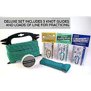 Deluxe Knot Tying Kit with Rope, Cord, Fishing Line, and 3 Knot Tying Guides (Outdoors, Fishing, Boating) - Learn How to Tie 42 Knots