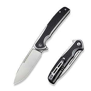 CIVIVI Voltaic Folding Knife 3.48-in Silver Bead Blasted 14C28N Blade Stainless Steel Handle with G10 Inlay Nested Frame Lock Pocket Knife EDC Knife C20060-2