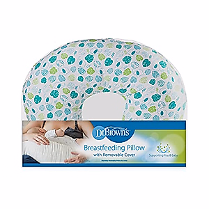 Dr. Brown's Breastfeeding Pillow with Removable Cover for Nursing Mothers, Machine Washable, Cotton Blend, Green