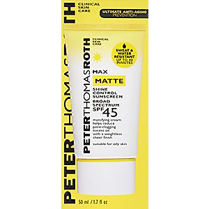 Peter Thomas Roth | Max Matte Shine Control Sunscreen Broad Spectrum SPF 45 | Mattifying Sunscreen For Oily Skin, Water-Resistant, 1.7 fl. Oz (Pack of 1)