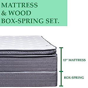 Treaton 13-Inch King Size Mattress and Box Spring - Foam Encased Soft Pillow Top Hybrid Contouring Comfort, Not Compressed, No Assembly Required 78x79