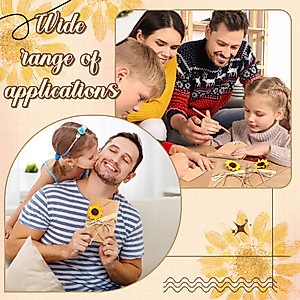 Qilery 50 Pcs Sunflower Gift Dried Flowers Greeting Cards Thank You Handmade Invitation Card DIY Vintage Kraft Blank Note Card with Envelopes for Birthday Christmas Teacher College, 2.76 x 4.13''