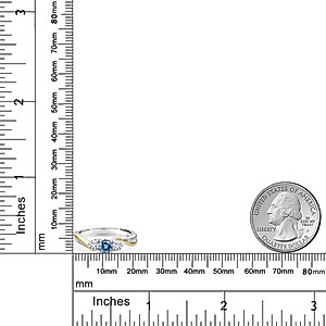 Gem Stone King 925 Sterling Silver and 10K Yellow Gold Customized and Personalized 4MM and 3MM Round Gemstone Birthstone and White Lab Grown Diamond 3 Stone Engagement Ring For Women (Size 9)