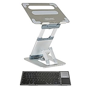 obVus Solutions - Work Well Office Set, Adjustable Laptop Stand with Keyboard, Portable Laptop Stand with Phone Holder and Keyboard with Touchpad, Ergonomic Laptop Accessories