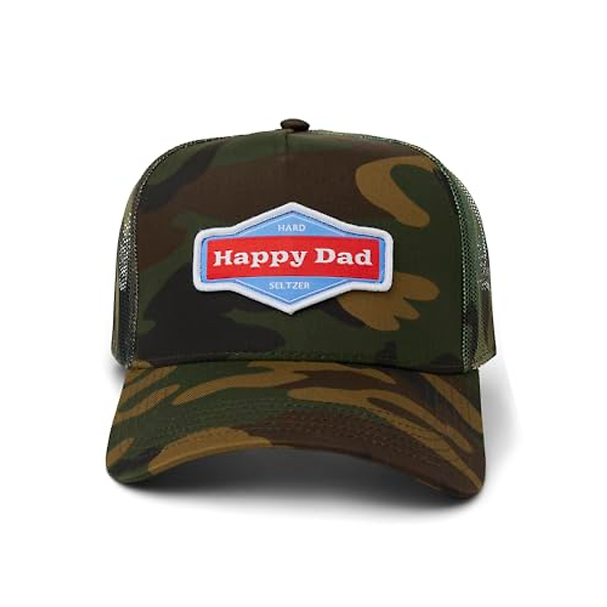 Happy Dad Trucker Hat, Camo, Trendy Mens Hats with Breathable Mesh Back, Adjustable Snap Closure, Birthday Gifts for Men and Women, Snapback Cap