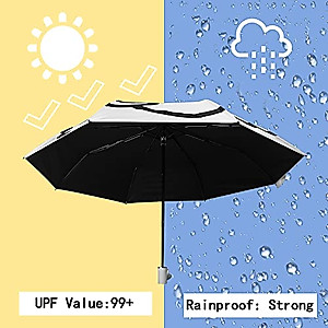 WANLIAN Umbrellas for Sun Umbrella UV Protection,Compact Travel Umbrella,Umbrella for Sun Protection Windproof Waterproof Stick Umbrella Anti-UV Protection Golf Umbrellas (White)