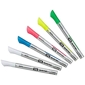 Quartet Glass Dry Erase Markers, Whiteboard Markers, Fine Tip, White and Neon Colors, 6 Pack (79558Q)