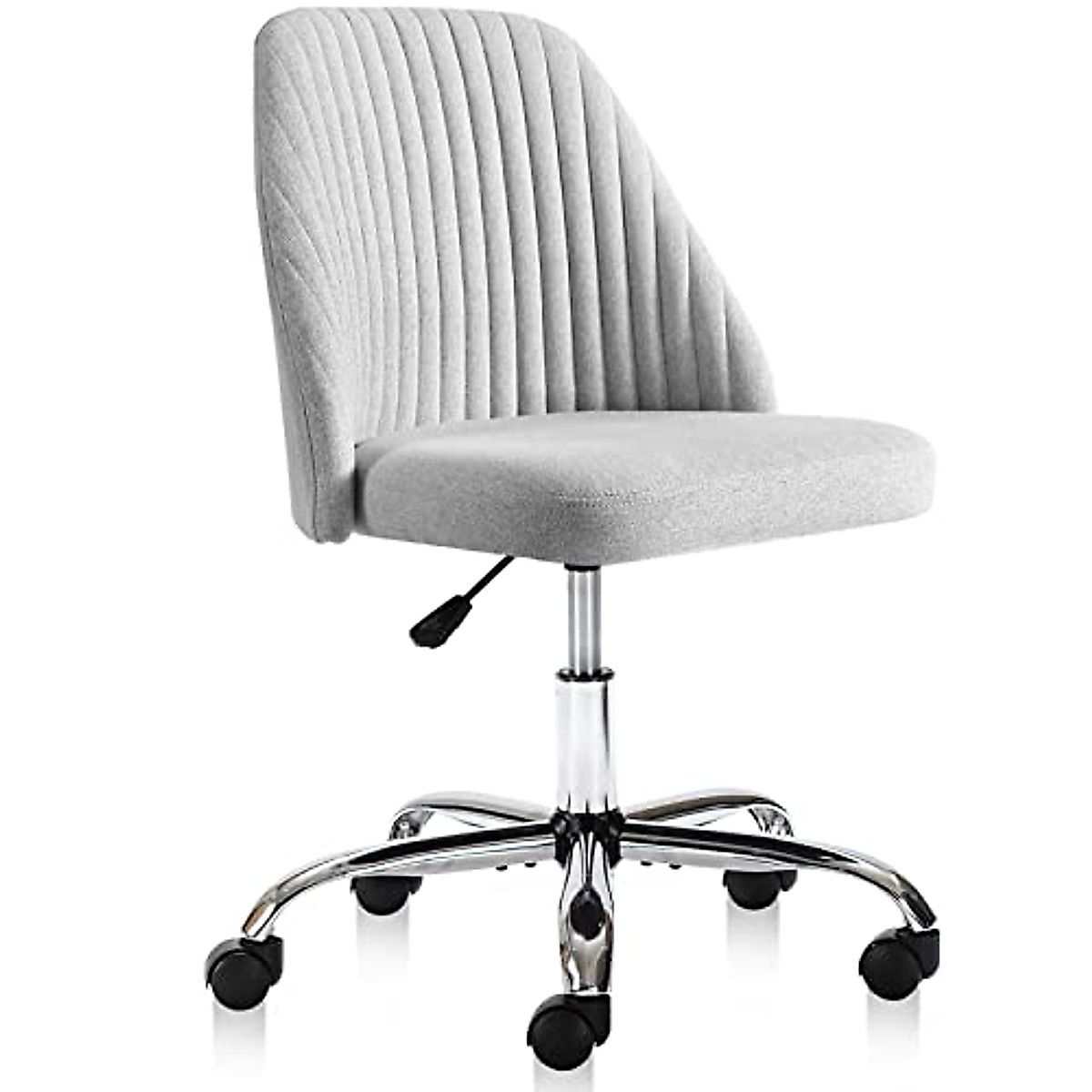 Armless Office Chair Cute Desk Chair, Modern Fabric Home Office Desk Chairs with Wheels Adjustable Swivel Task Computer Vanity Chair for Small Spaces
