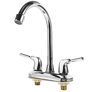 Veemoon Kitchen Faucet, Double Switch Faucet, Stainless Steel Kitchen Tap Water Faucet Hot and Cold Faucet Household Faucet Sink to Rotate Copper Core