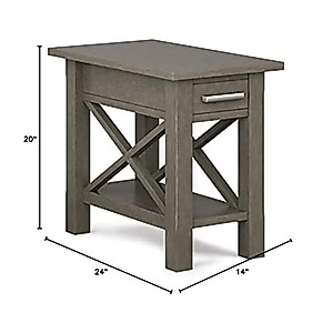 SIMPLIHOME Kitchener SOLID WOOD 14 inch wide Rectangle Contemporary Narrow Side Table End Table in Farmhouse Grey with Storage, 1 Drawer and 1 Shelf