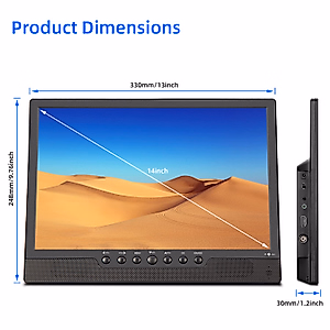 othoig 14inch Portable TV,Small tv with Antenna,HDMI,USB,AV Slot and Digital ATSC Tuner,Rechargeable Battery Operated,12 Volt car Cable/AC for Kitchen RV car Camping(US 2023)