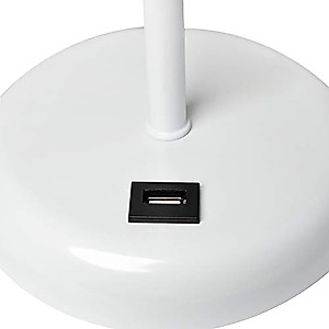 Limelights LT2044-POW Stick USB Charging Port and Fabric Shade Table Lamp, White/Light Pink,8.5 x 8.5 x 19.5