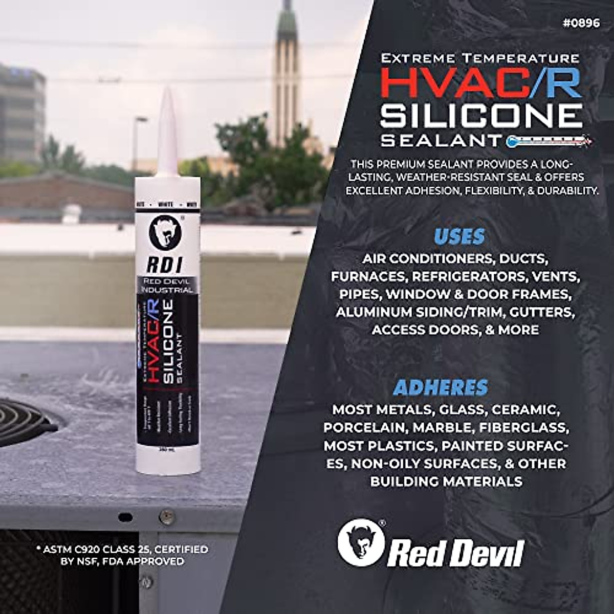 Red Devil 089650 Extreme Temperature HVAC/R Silicone Sealant, Long-Lasting Weather-Resistant Adhesive, 280 ml, Aluminum, 1-Pack