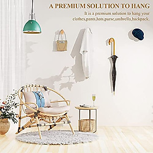 FDNVKTT Natural Wood Wall Hooks - 6 Packs - Adhesive Wooden Coat Hook Pegs - Modern Wood Pegs for Hanging - Decorative Wooden Pegs for Hanging Towel, Hat, Purse, Plant (Beech Wood)