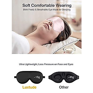 Luxtude Eye Mask for Sleeping, 1OO% Mulberry Silk Sleep Mask, Super Soft Satin Sleep Mask, Satin Eye Masks for Sleeping Blockout, Blindfold, Night Mask, Eye Cover, Eye Shades for Women Men, 2 Pack