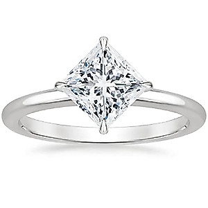 10K Solid White Gold Handmade Engagement Rings 1.0 CT Princess Cut Moissanite Diamond Solitaire Wedding/Bridal Ring Set for Womens/Her Propose Rings (6.5)