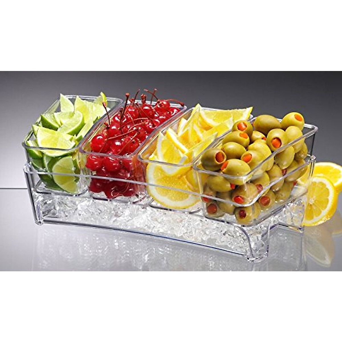 Prodyne Acrylic SB-6 Condiment Bar On Ice, Clear