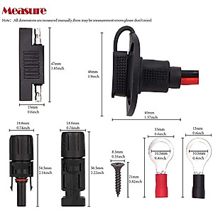 2ft/60cm Solar Conector to SAE Adapter 10AWG Cable + 2ft/60cm 10 AWG Solar Weatherproof SAE Socket Sidewall Port