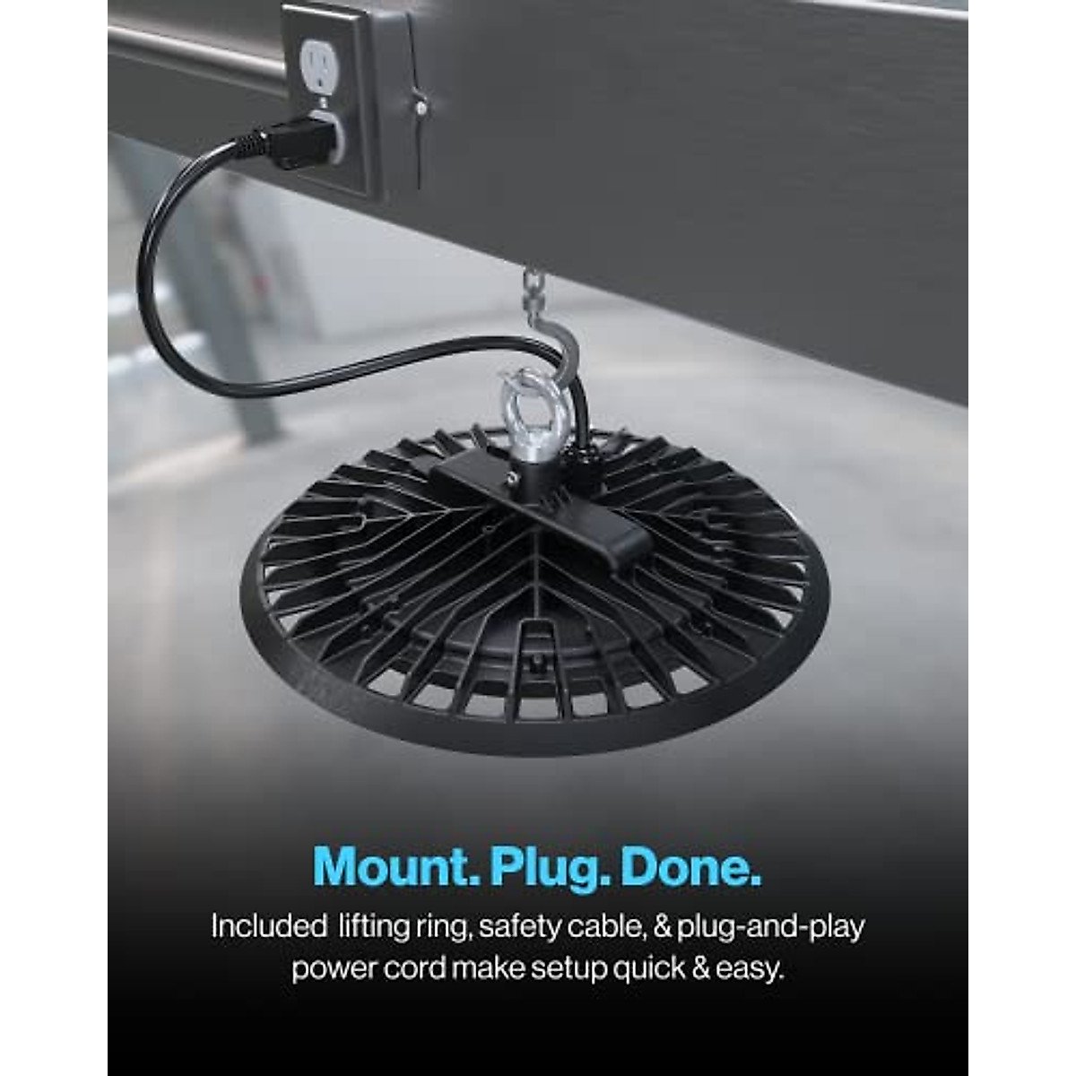 Sunco 6 Pack UFO LED Plug & Play High Bay Light, Lighting for Warehouse, 5000K Daylight, 150W, Power Cord Included, 19500 LM, 120VAC, IP65 Waterproof Shatterproof Fixture - UL Listed