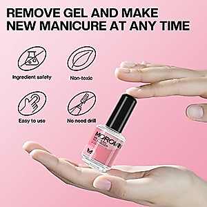 Morovan Gel Polish Remover Kit - Gel Nail Polish Remover Set with Latex Tape Peel Off Liquid with Cuticle Pusher Peeler Cuticle Oil Nail File Cleaner Quick & Easy No Need for Foil Soaking Or Wrapping