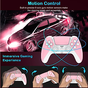 OUBANG for PS4 Controller, Pink Game Remote for Elite PS4 Controller with Turbo, Steam Gamepad Work with Playstation 4 Controller with Back Paddles, Scuf Controllers for PS4/Pro/Silm/PC/IOS/Android