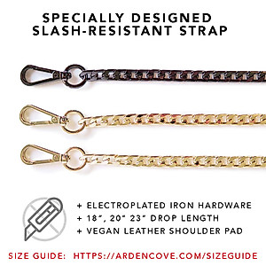 Arden Cove Bag Purse Replacement Crossbody Shoulder Chain Strap with Shoulder Pad For Women (Muti Short Long Lengths) (23" Drop Length, Black Gold)