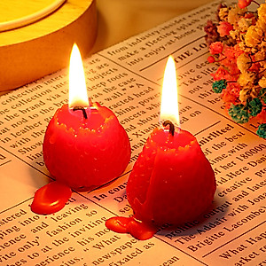 MTLEE Set of 12 Strawberry Candle Strawberries Shaped Scented Candle Mini Fruit Soy Wax Candle Decorative Cute Candle for Birthday Bath Spa Aesthetic Party Wedding Gift Home Decor Stress Relief, Red