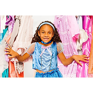 Latocos 17 Pcs Girls Princess Dress Up Trunk Role Play Cosplay Set with Princess Shoes Crown Accessories Princess Costume for Kids Age 3-6 Years