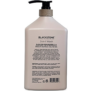 Blackstone 3-in-1 Wash for Men | Cleanses & Conditions Hair, Body, & Face | For All Skin & Hair Types | With Caffeine, Vitamin C, Hemp Seed Oil & Biotin - Bourbon & Cedar, 32 fl oz