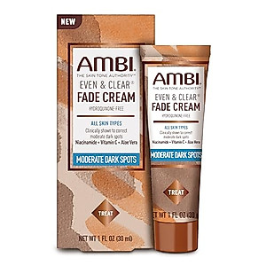Ambi Even & Clear Fade Cream, Hydroquinone-free, Hyperpigmentation Treatment, Dark Spot Corrector, Results In As Little As 4 Weeks, Niacinamide, Aloe Vera, Vitamin C, 1 Fl Oz